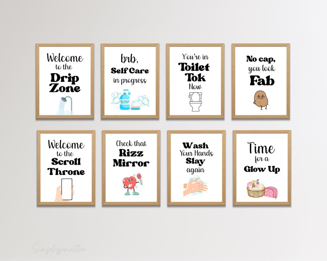 Gen Alpha Slang Bathroom Signs: Funny Restroom Wall Art (PDF Download ...
