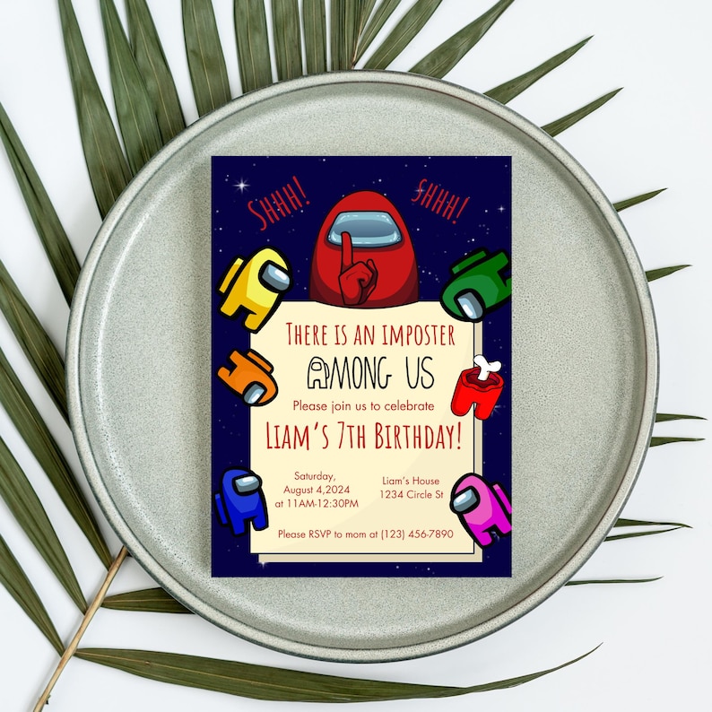 Among Us Birthday Invitation Template | Kids Imposter Party Invite ...