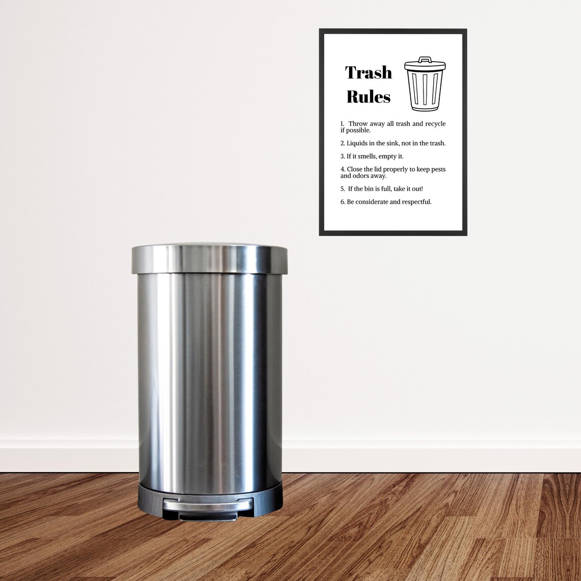 Employee Break Room Trash Rules Sign | Workplace Cleanliness Poster ...
