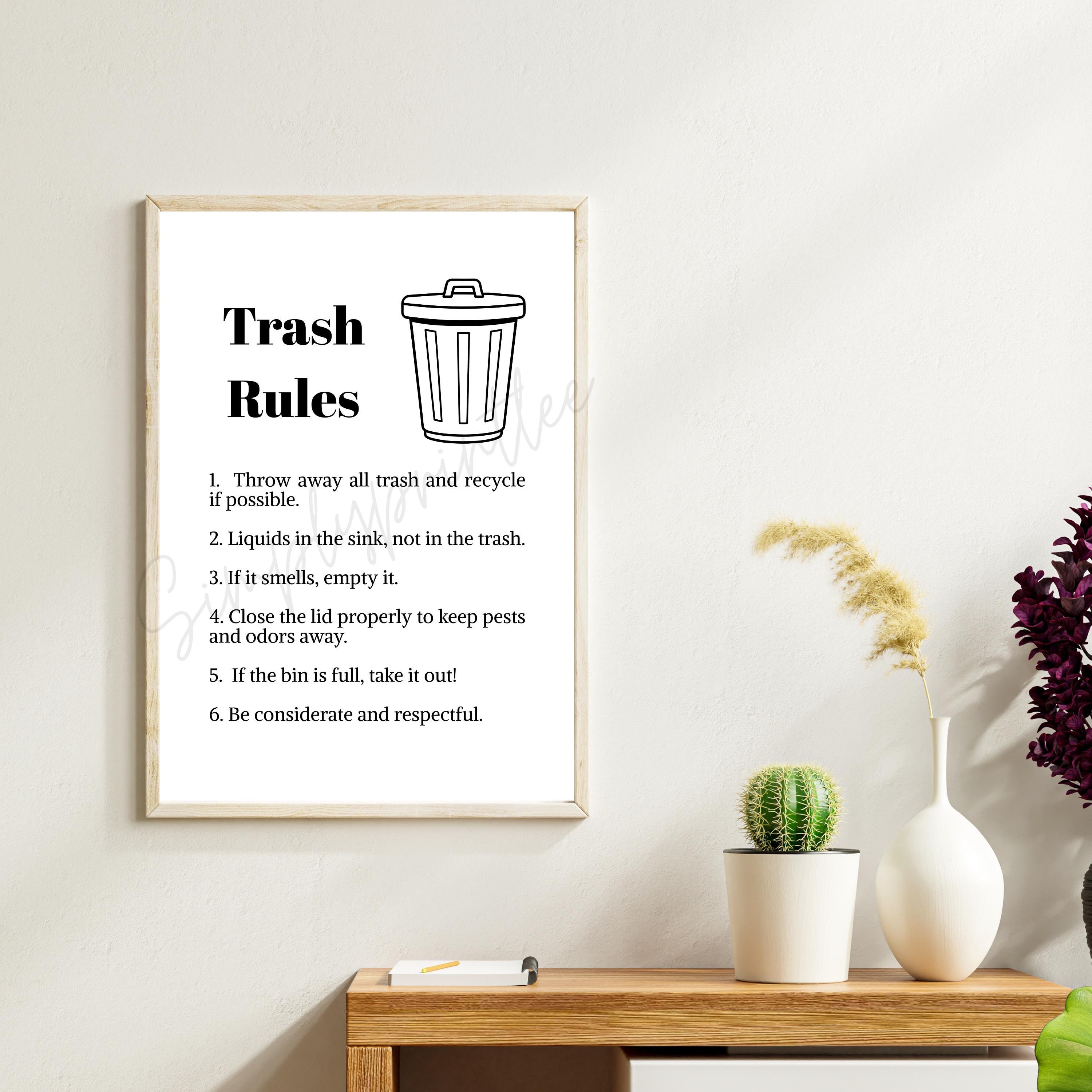 Employee Break Room Trash Rules Sign | Workplace Cleanliness Poster ...