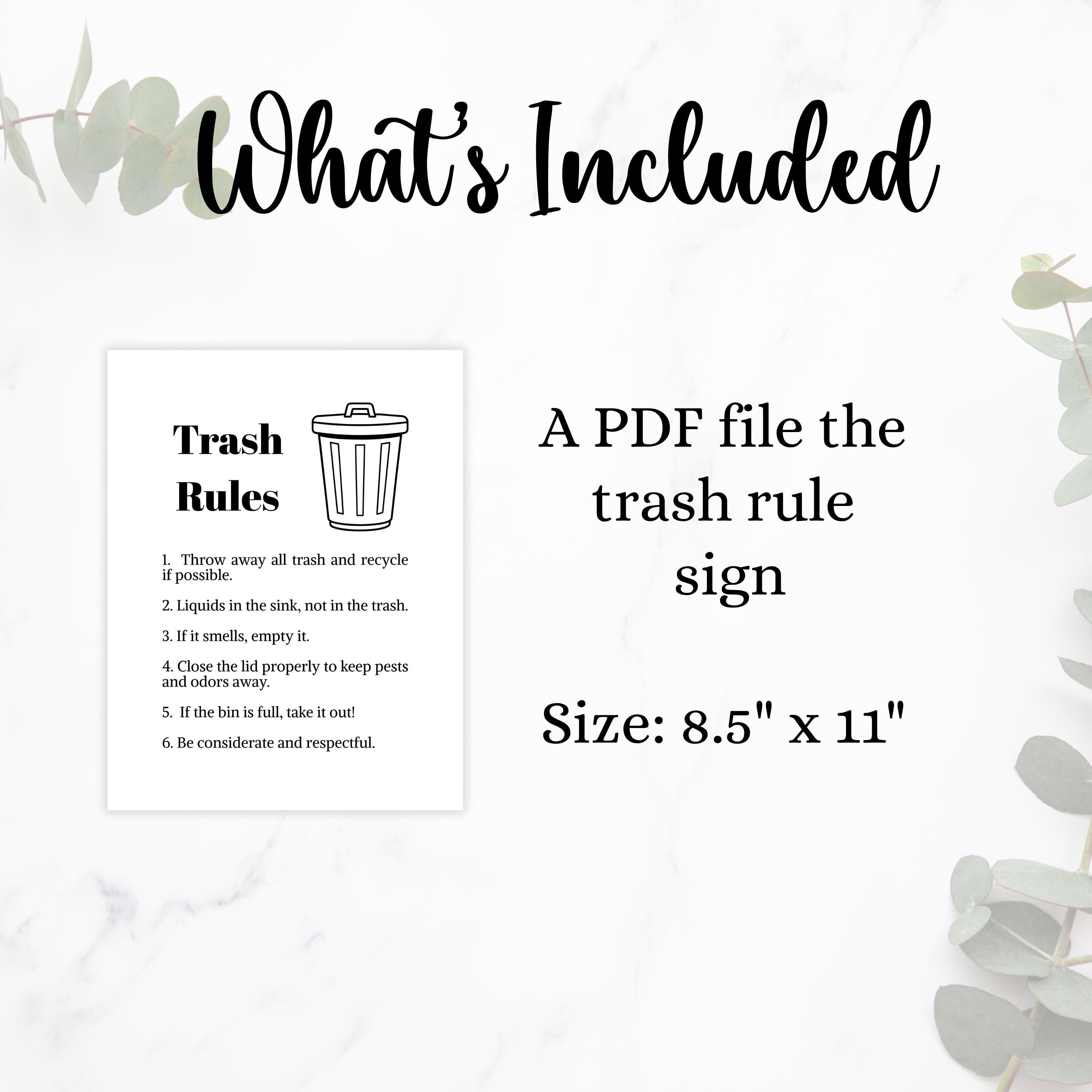 Employee Break Room Trash Rules Sign | Workplace Cleanliness Poster ...