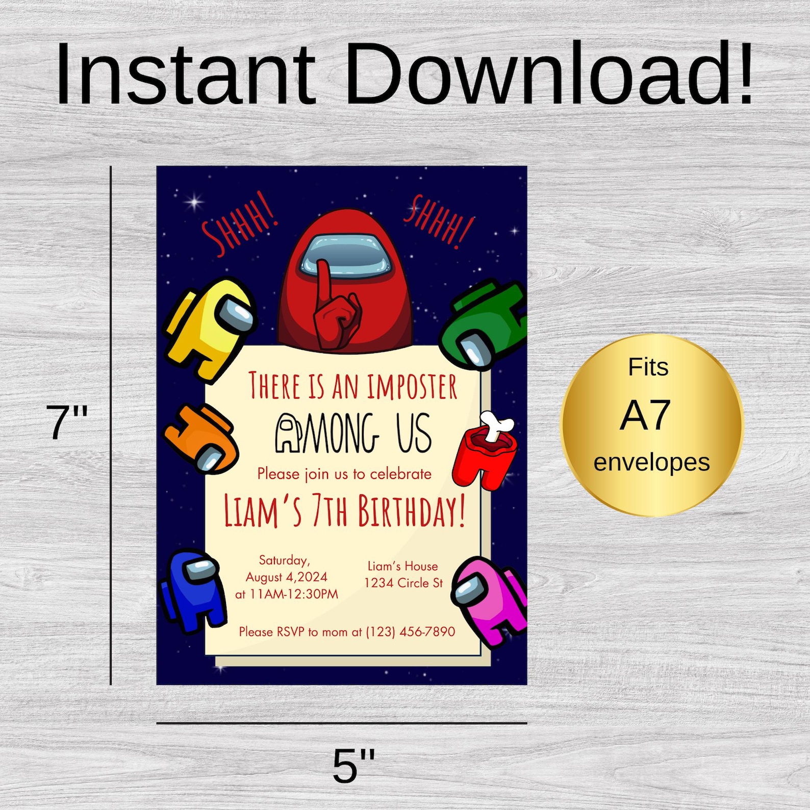 Among Us Birthday Invitation Template | Kids Imposter Party Invite ...