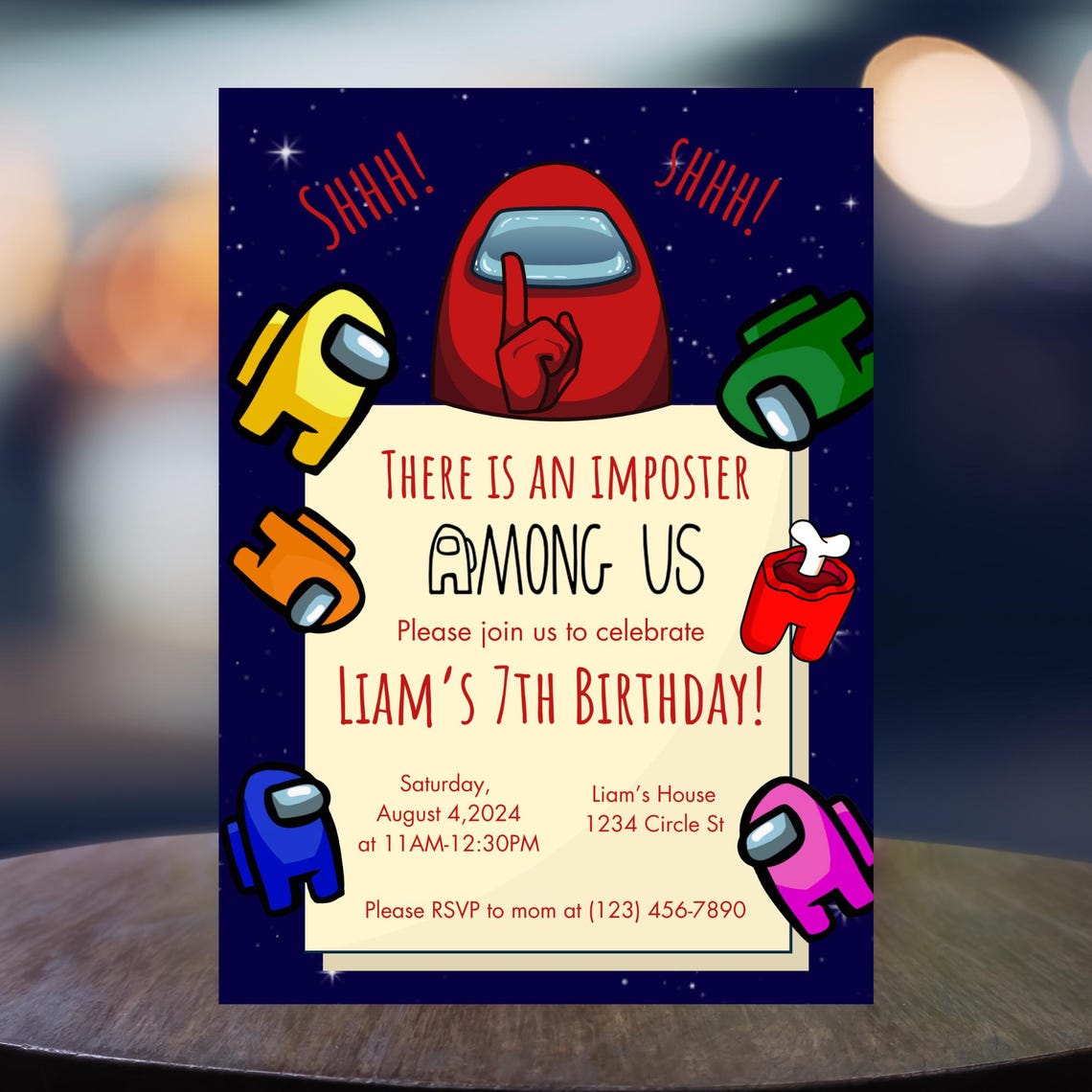 Among Us Birthday Invitation Template | Kids Imposter Party Invite ...
