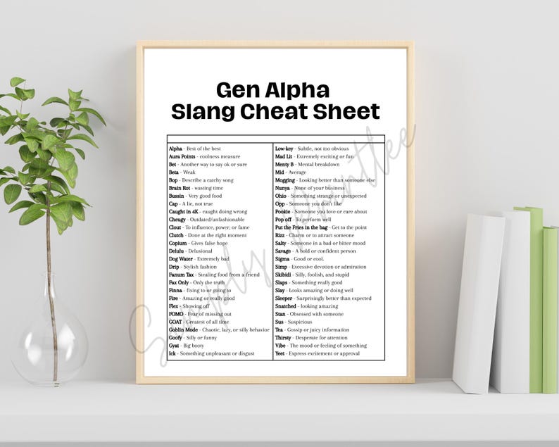 Gen Alpha Slang Cheat Sheet for Teachers and Parents | Handy Poster for ...