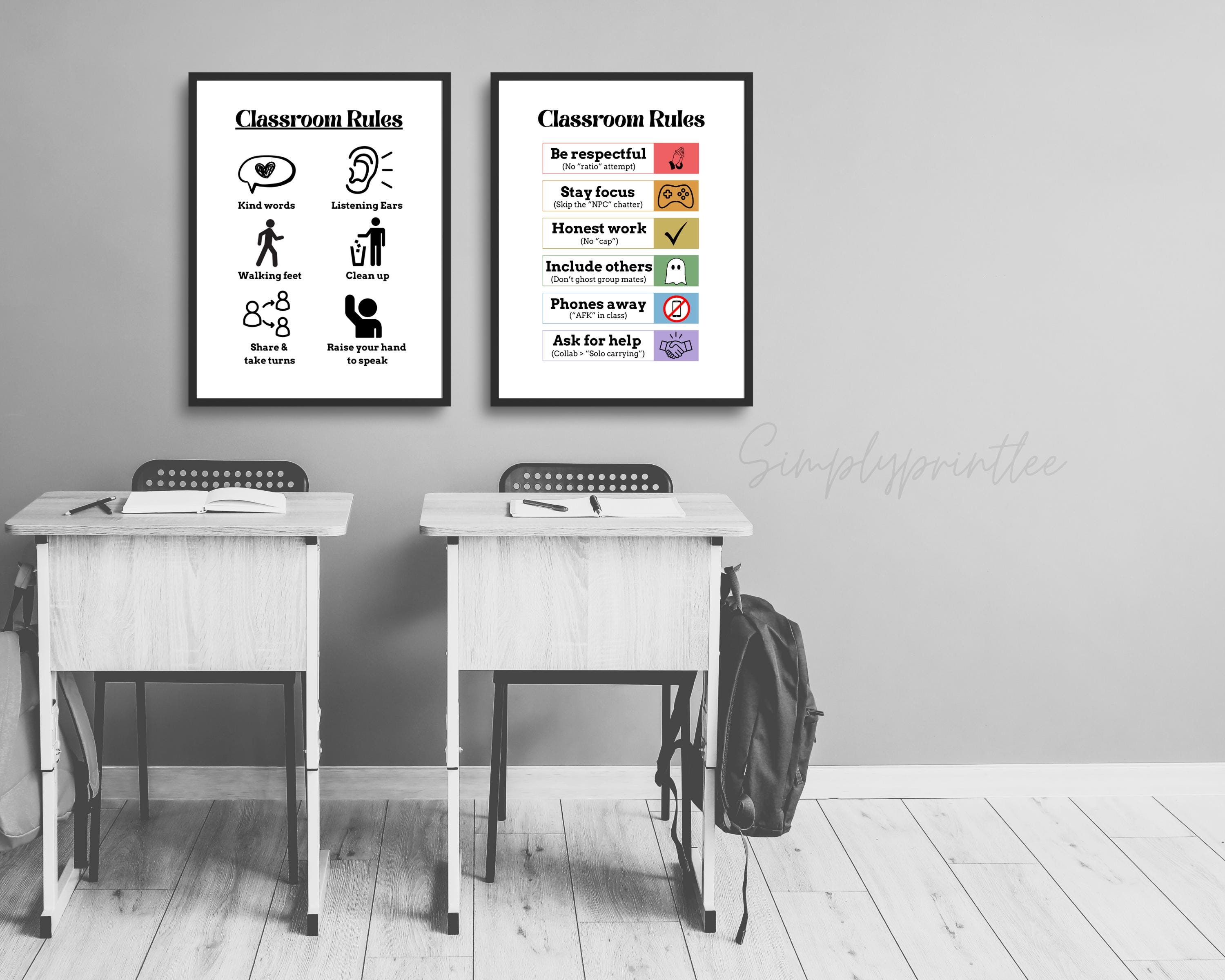 Classroom Rules Poster | Gen Alpha Slang | Funny Modern High School ...