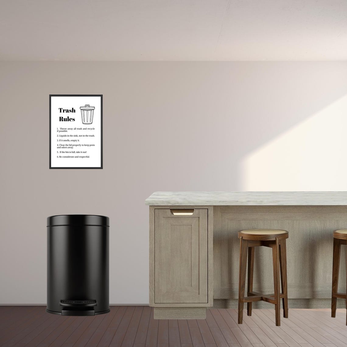 Employee Break Room Trash Rules Sign | Workplace Cleanliness Poster ...