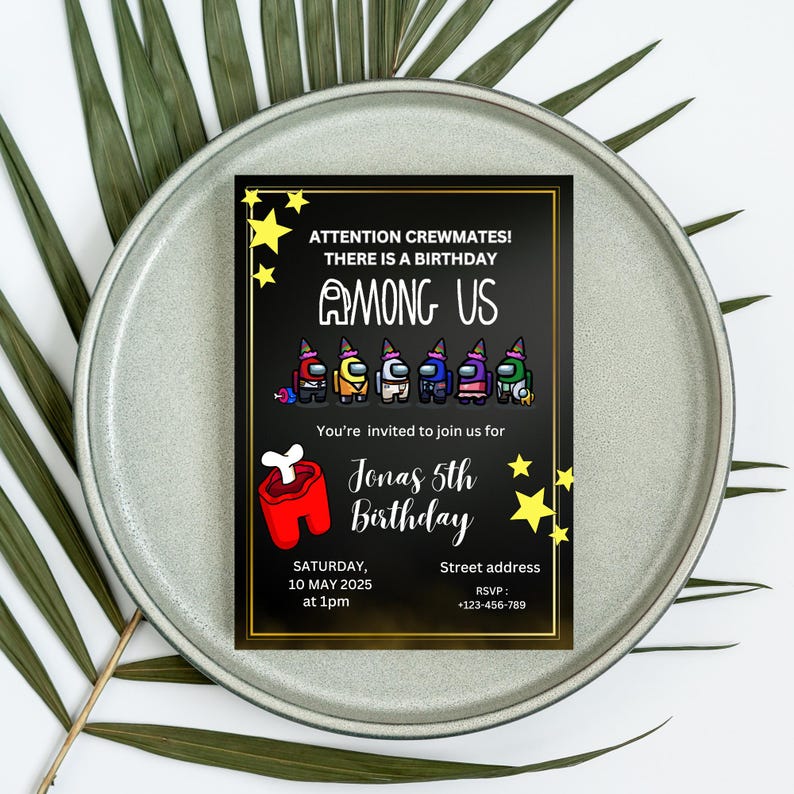 Editable Among Us Birthday Invitation Template on Canva: Editable Kids ...