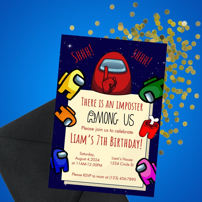 Among Us Birthday Invitation Template | Kids Imposter Party Invite ...