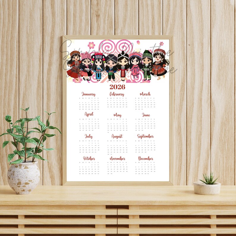 2026 Hmong Theme Calendar | 12 Month Yearly Calendar - Etsy