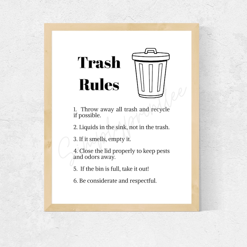 Employee Break Room Trash Rules Sign | Workplace Cleanliness Poster ...