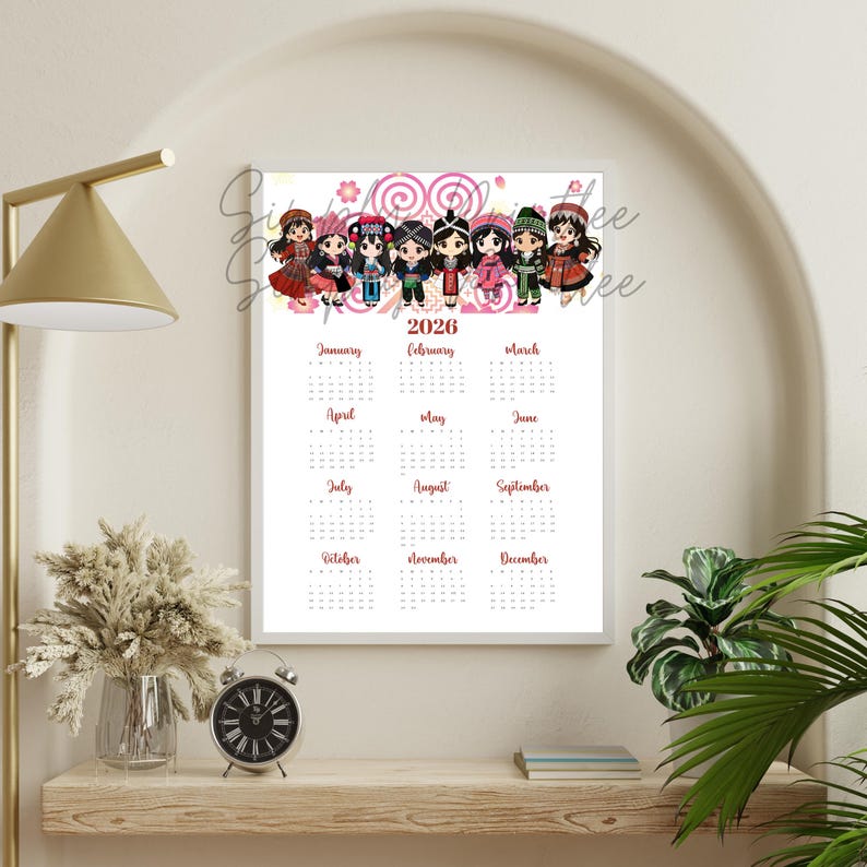 2026 Hmong Theme Calendar | 12 Month Yearly Calendar - Etsy
