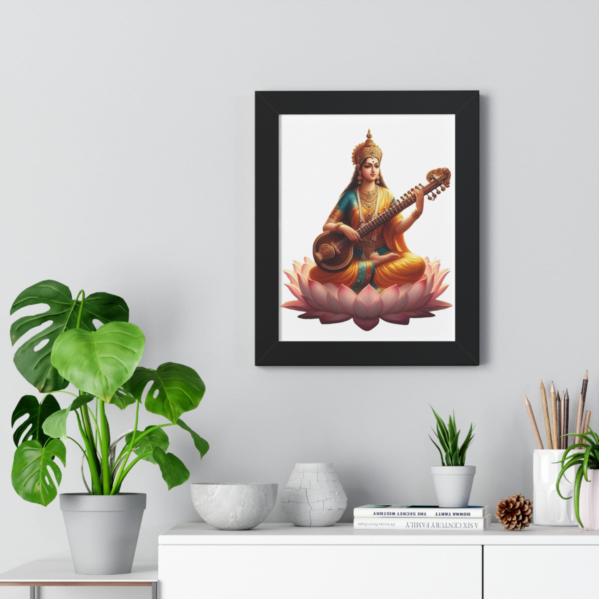 Goddess Saraswati Photo Frame, Saraswathi, Framed Photo of Goddess ...