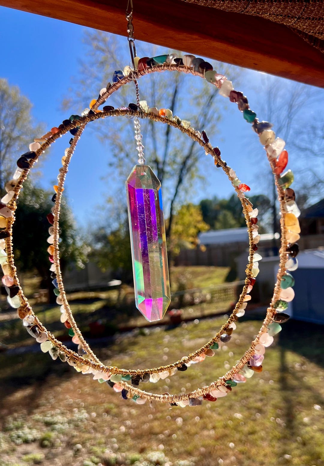 Wire-wrapped Crystal Suncatcher | Crystal Window Prism | Rainbow ...