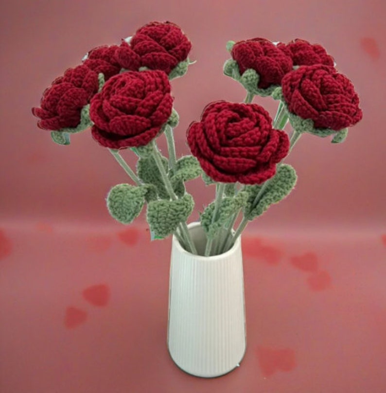 Handmade Crocheted Single Rose Valentines Day Gift - Etsy