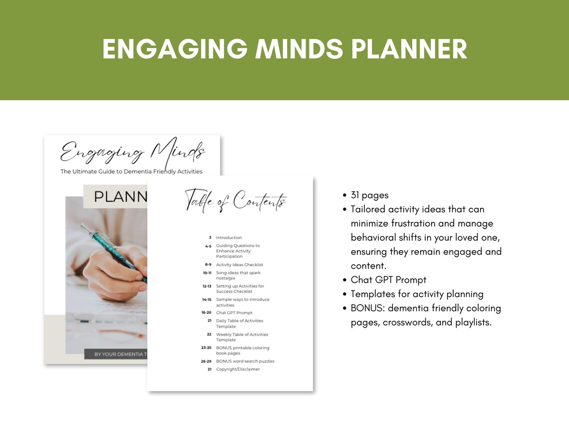 Dementia Activity Guide: Ebook & Planner Bundle (digital Download) - Etsy