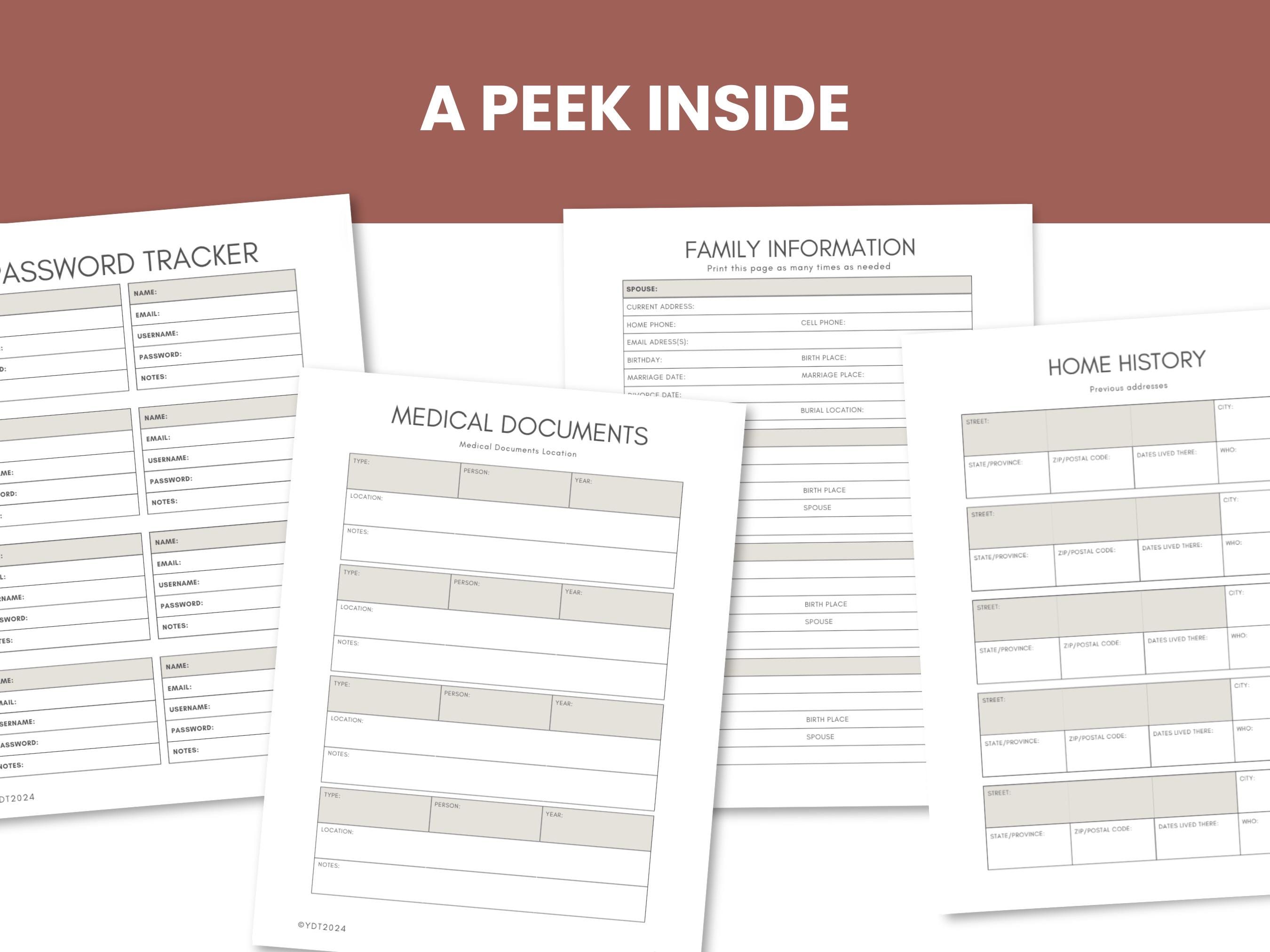 Legacy Planner Binder || End of Life Guide, Asset Estate Planning ...