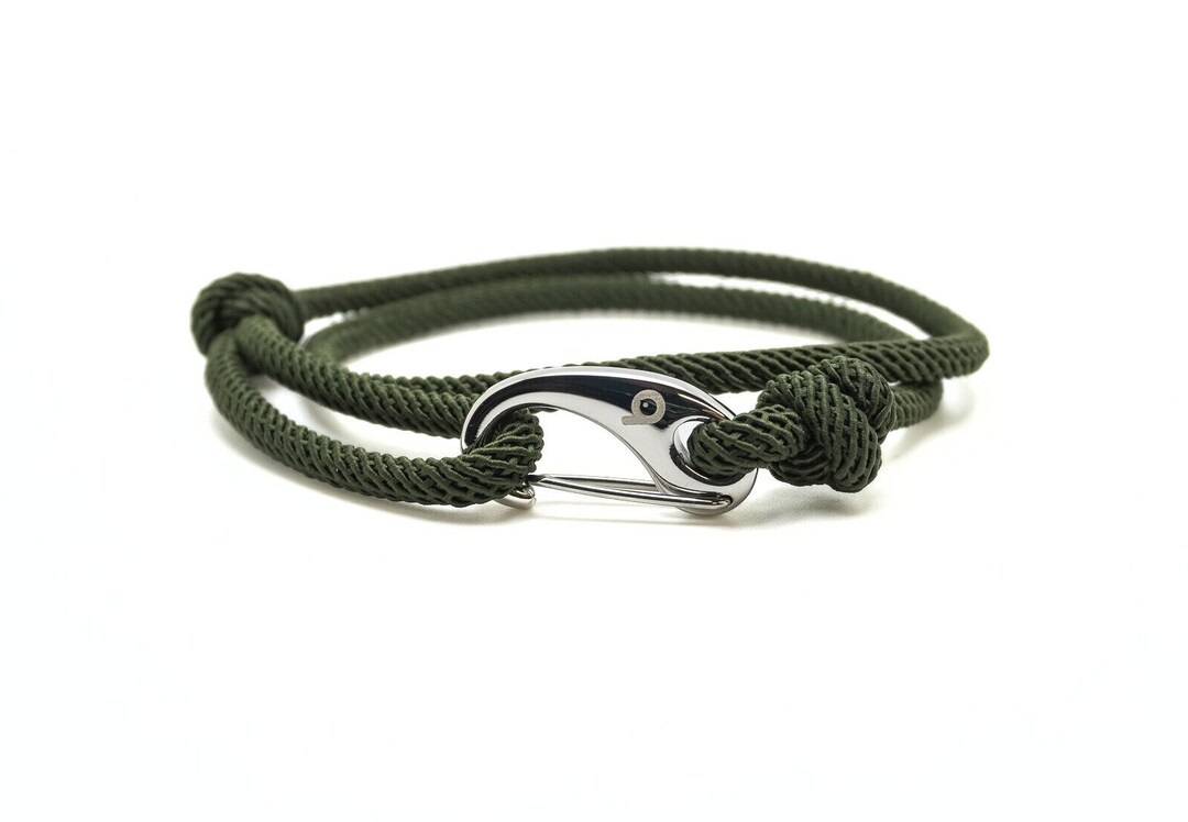 Mr Clippy Army Green Milan Rope Stainless Steel Carabiner Minimalist ...