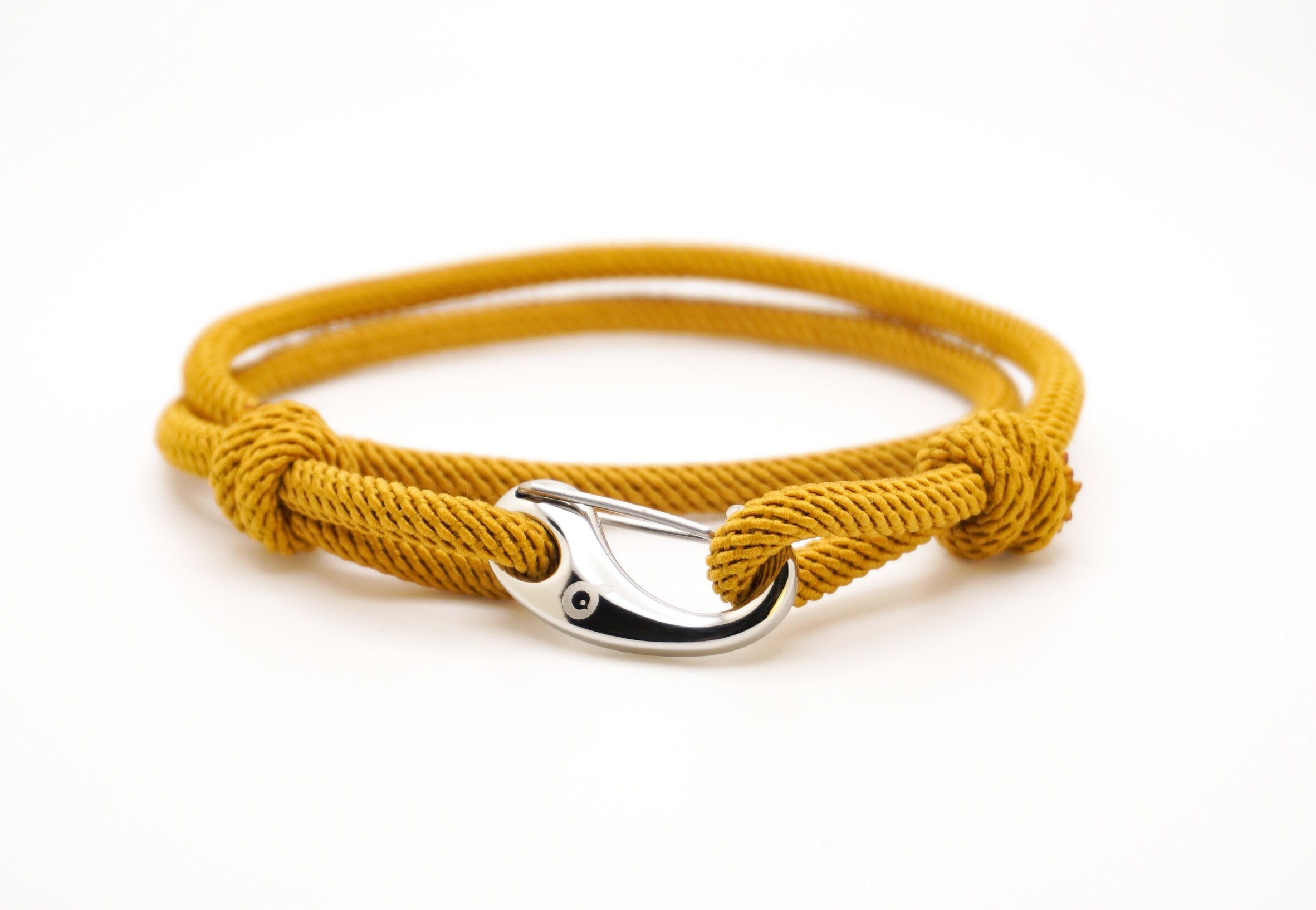 Mr Clippy Mustard Yellow Milan Rope Stainless Steel Carabiner ...