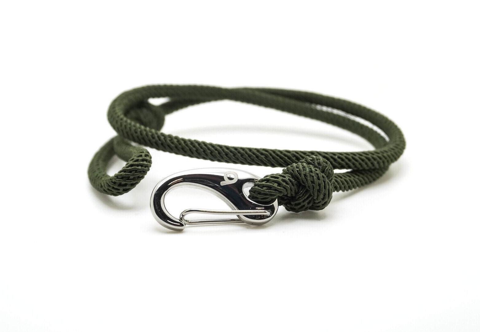 Mr Clippy Army Green Milan Rope Stainless Steel Carabiner Minimalist ...