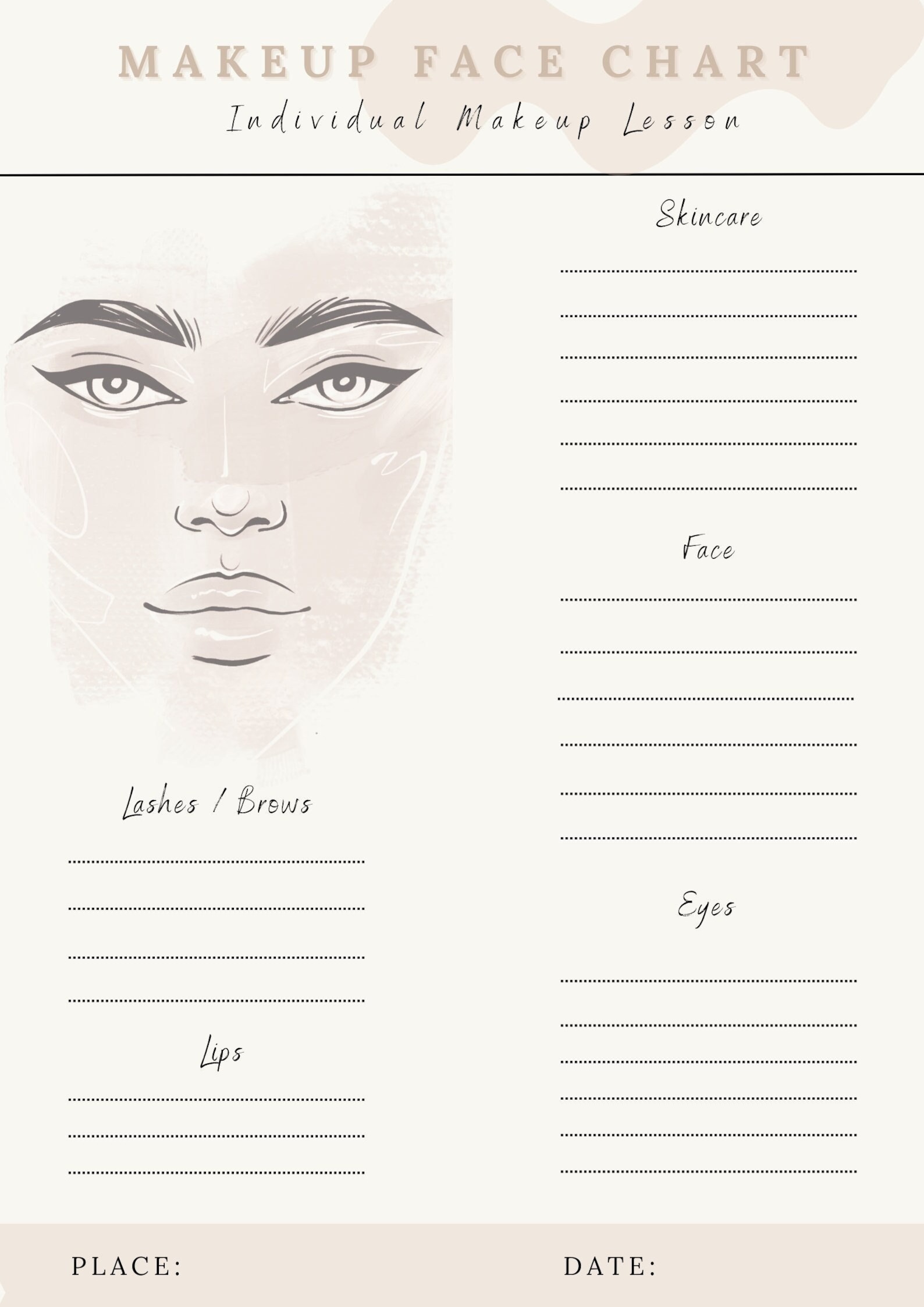 Makeup Face Chart. Face Chart. Makeup Consultation Form. Makeup ...