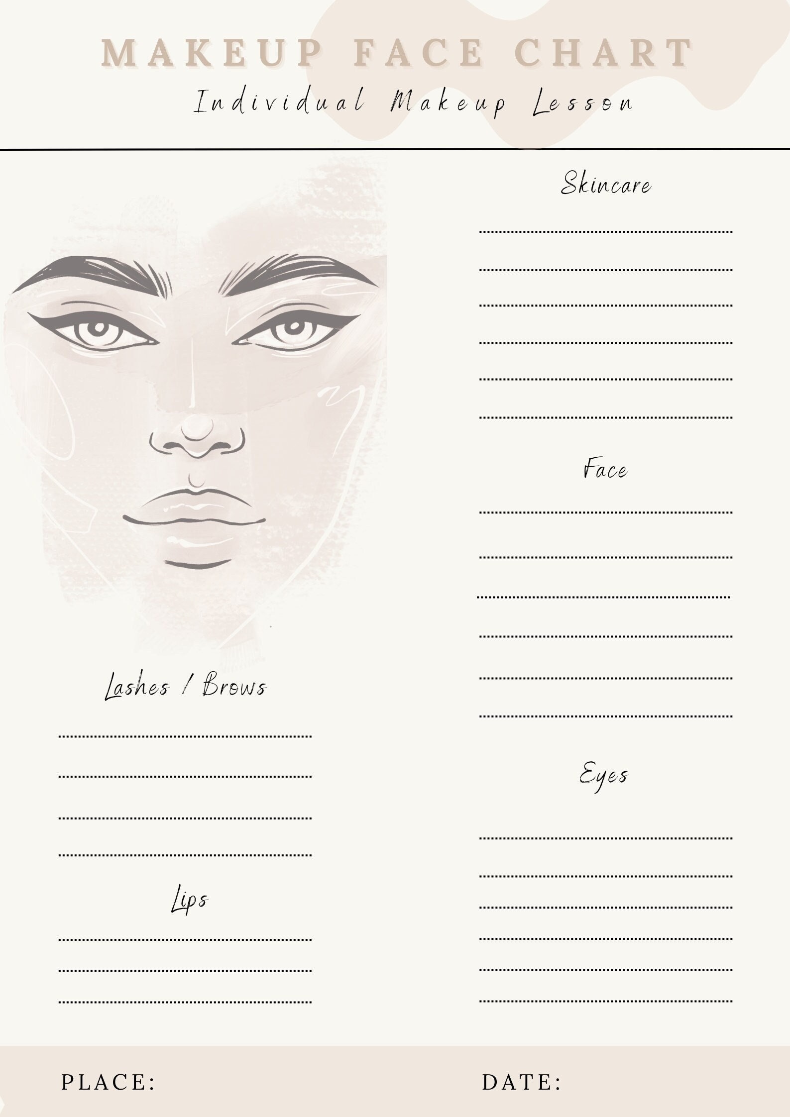 Makeup Face Chart. Face Chart. Makeup Consultation Form. Makeup ...