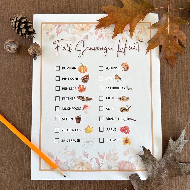 Fall Nature Scavenger Hunt Printable Outdoor Treasure Hunt for Children ...