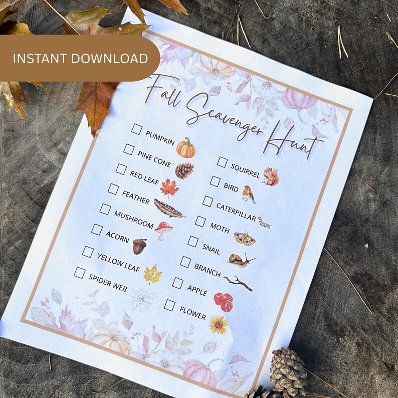 Fall Nature Scavenger Hunt Printable Outdoor Treasure Hunt for Children ...