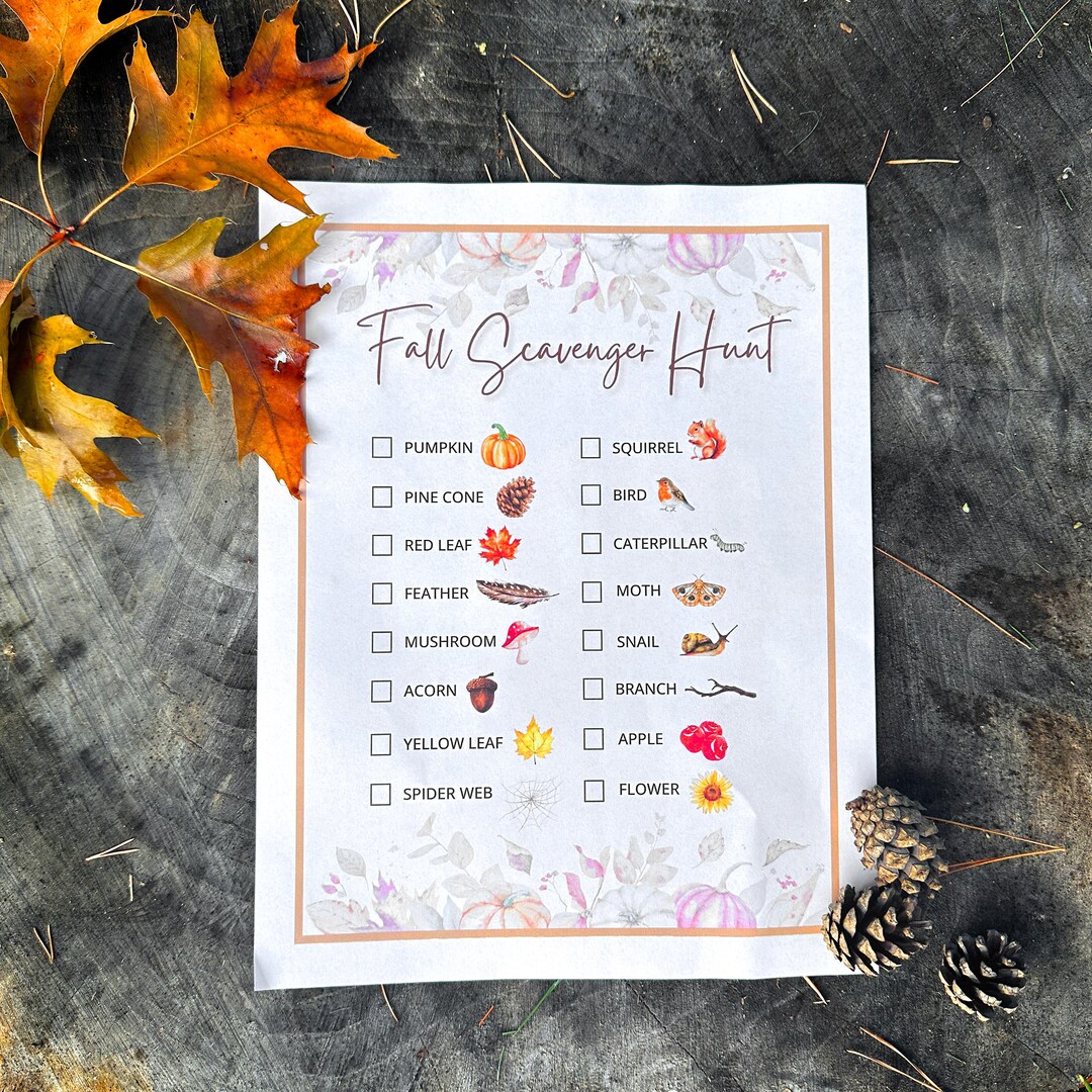 Autumn Nature Scavenger Hunt Printable: Kids Outdoor Activity (PDF) - Etsy