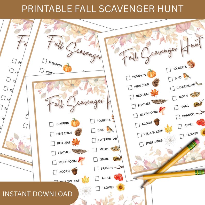 Autumn Nature Scavenger Hunt Printable: Kids Outdoor Activity (PDF) - Etsy
