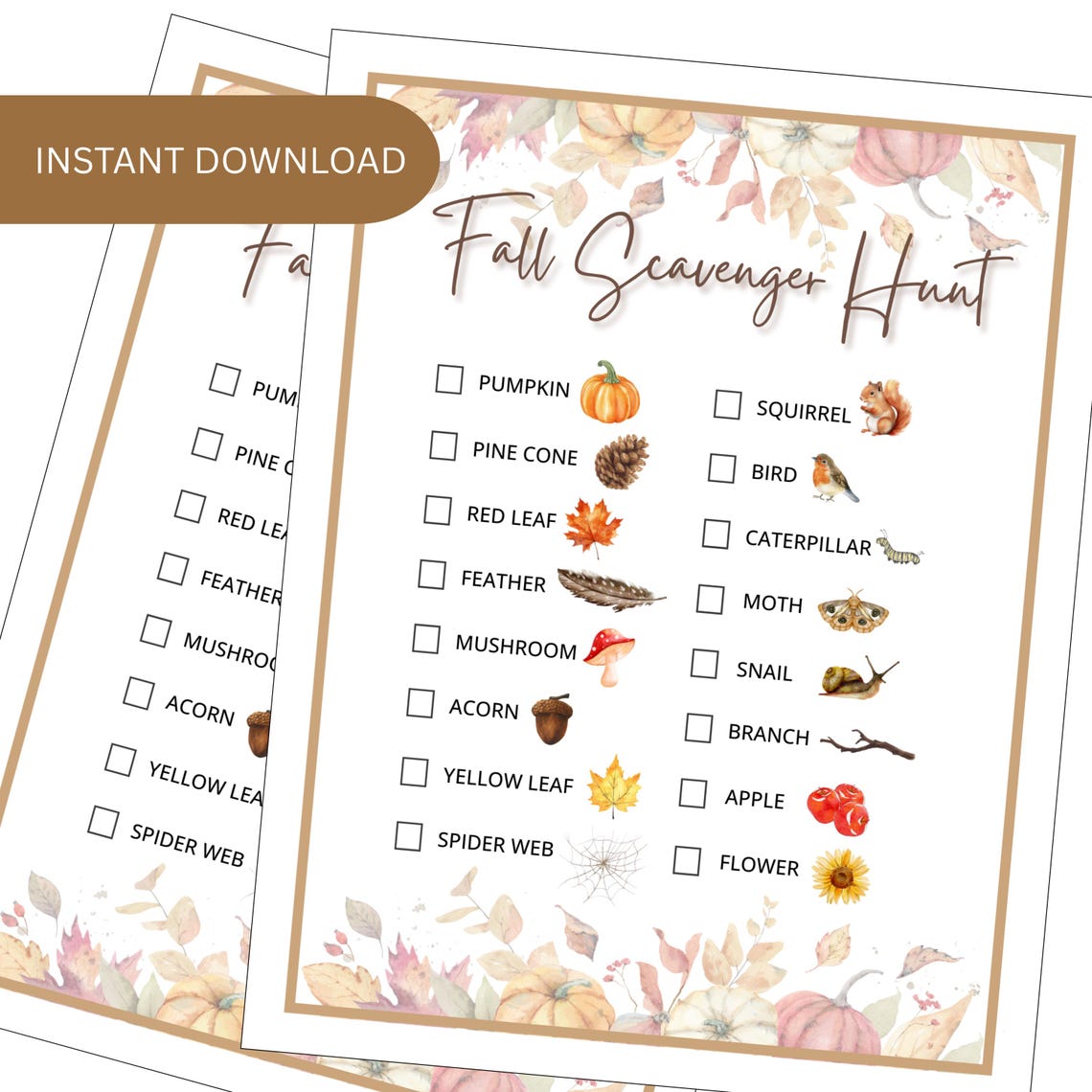Fall Nature Scavenger Hunt Printable Outdoor Treasure Hunt for Children ...