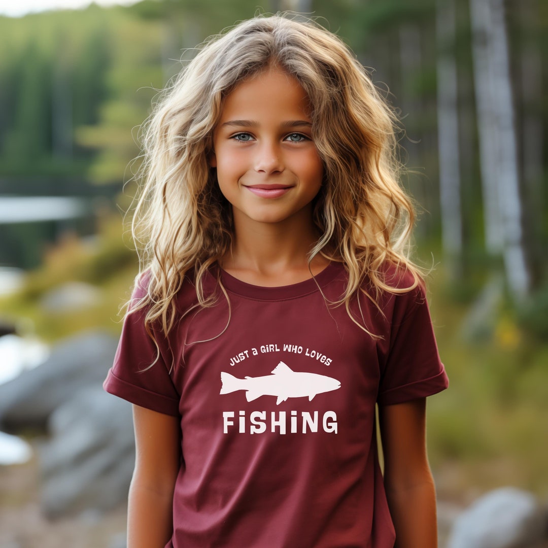 Girls Fishing T-shirt, Camp Cottage Wear, Girls Fishing Tshirt, Little ...