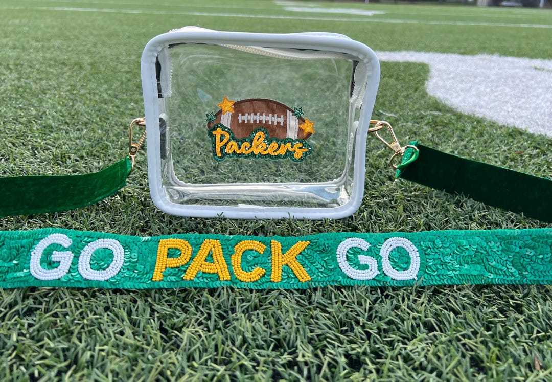 Green Bay Packers NFL Clear Stadium Approved Bag With Bling Sequin ...