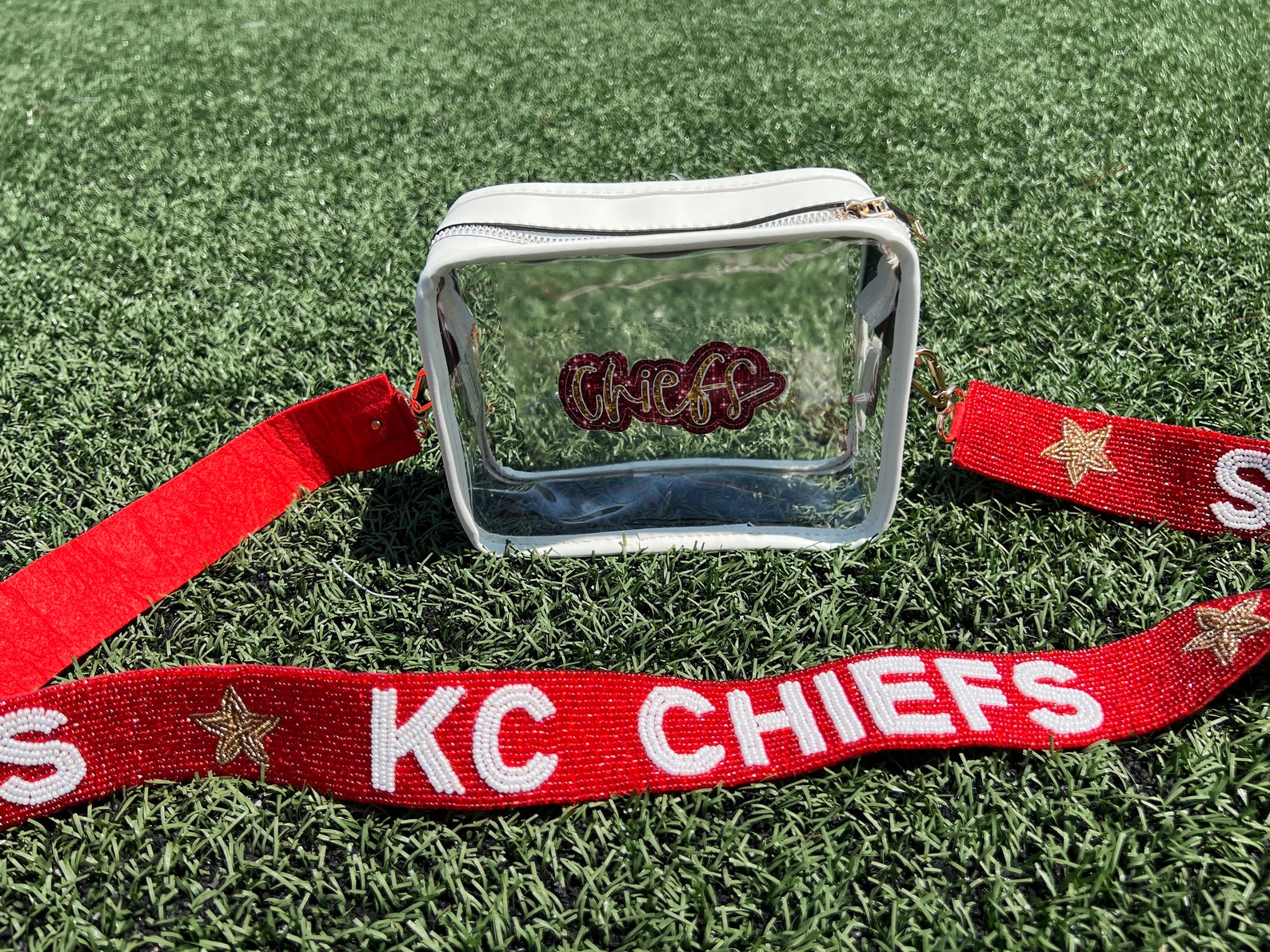 KC Chiefs Stadium Approved Bag Bling Bag Beaded Strap Football Bag ...