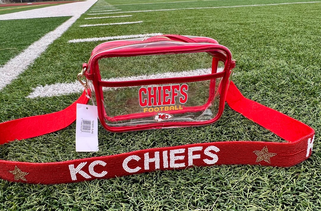 KC Chiefs Bag Beaded Sequin Strap Stadium Approved Bag Clear Bag Chiefs ...