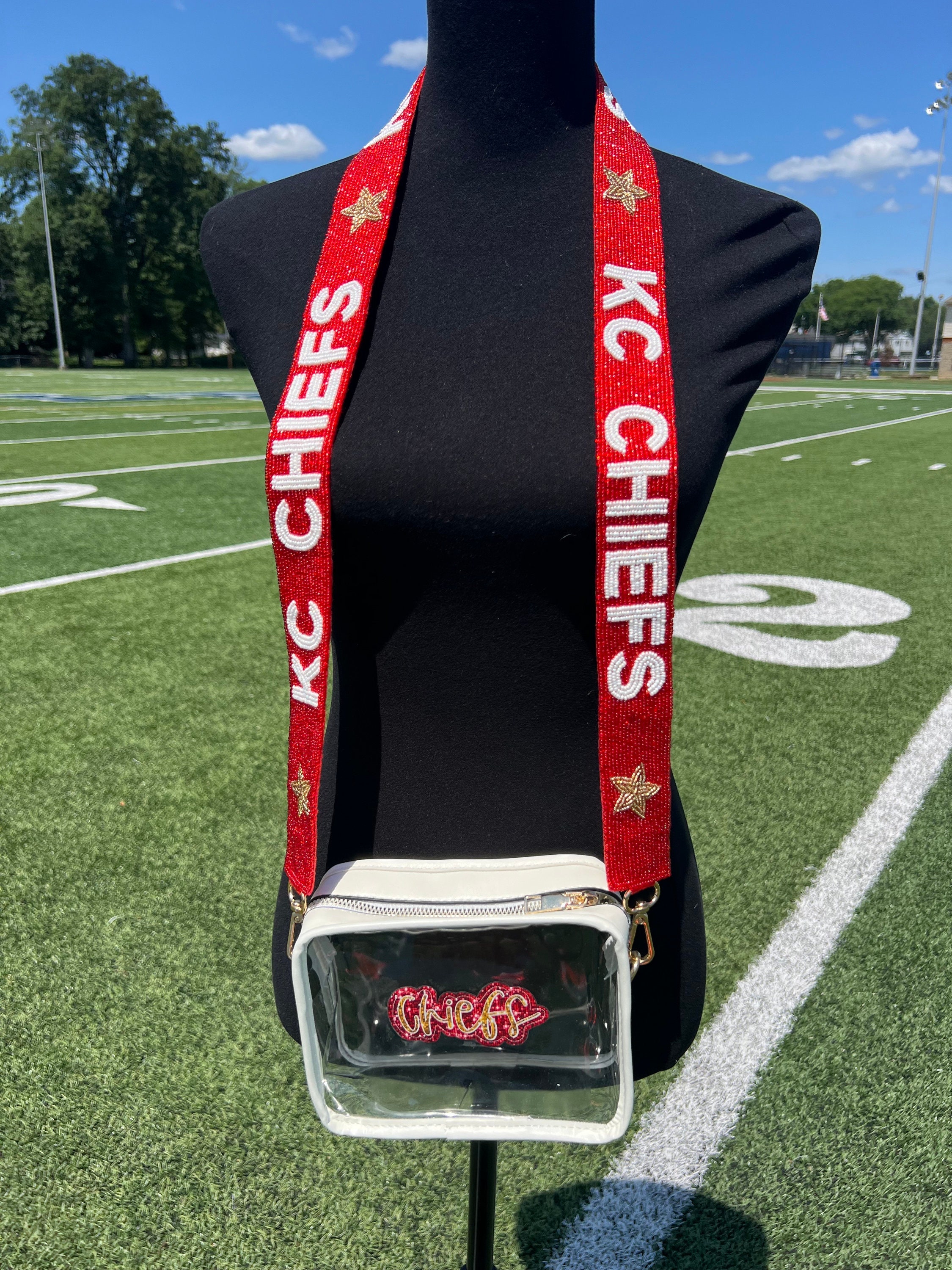 KC Chiefs Stadium Approved Bag Bling Bag Beaded Strap Football Bag ...