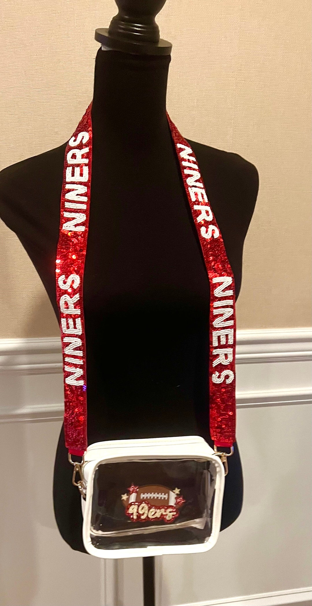 SF 49ers Stadium Bag Custom Sequin Beaded Strap Football Bag San ...