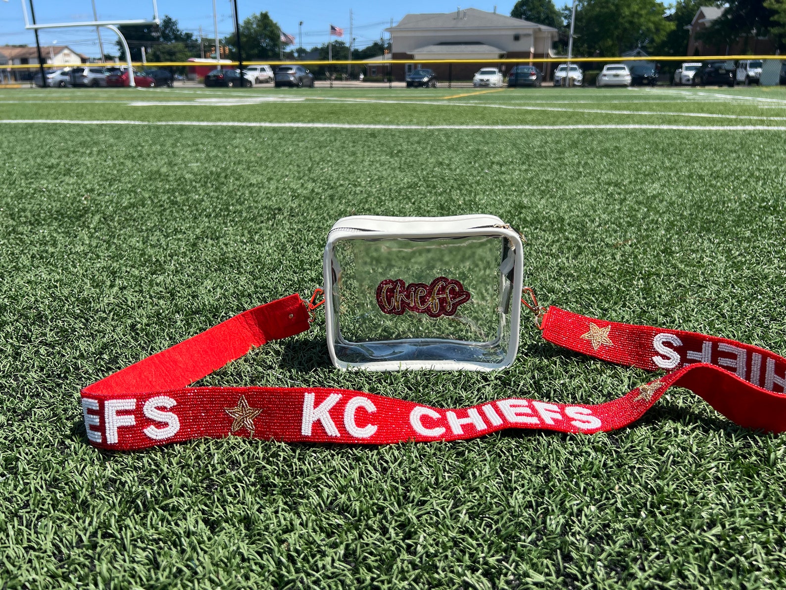 KC Chiefs Stadium Approved Bag Bling Bag Beaded Strap Football Bag ...