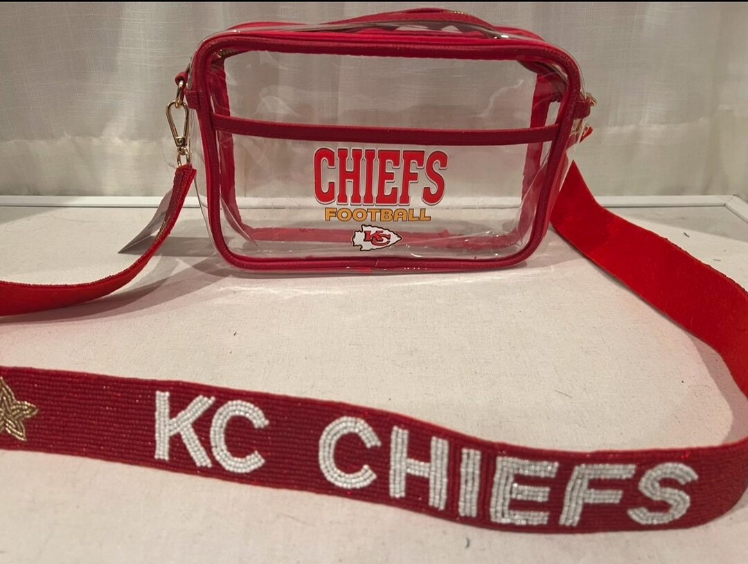 KC Chiefs Bag Sequin Beaded Strap Football Bag Chiefs Bling Purse Clear ...
