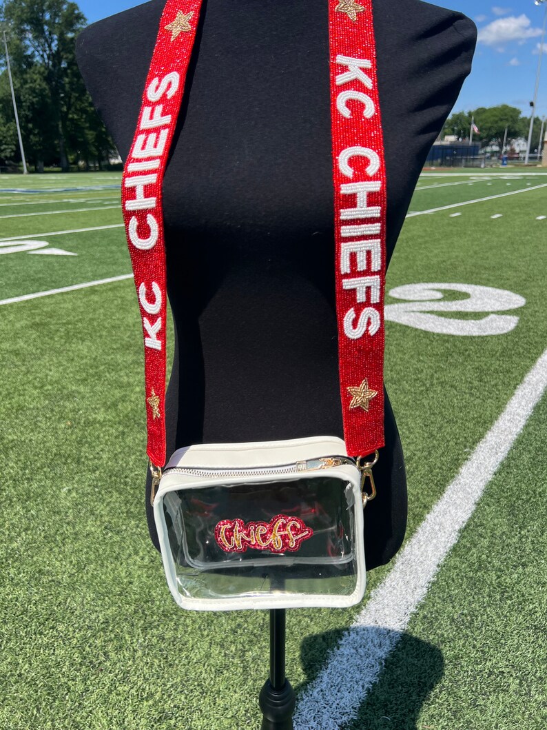 KC Chiefs Stadium Approved Bag Bling Bag Beaded Strap Football Bag ...