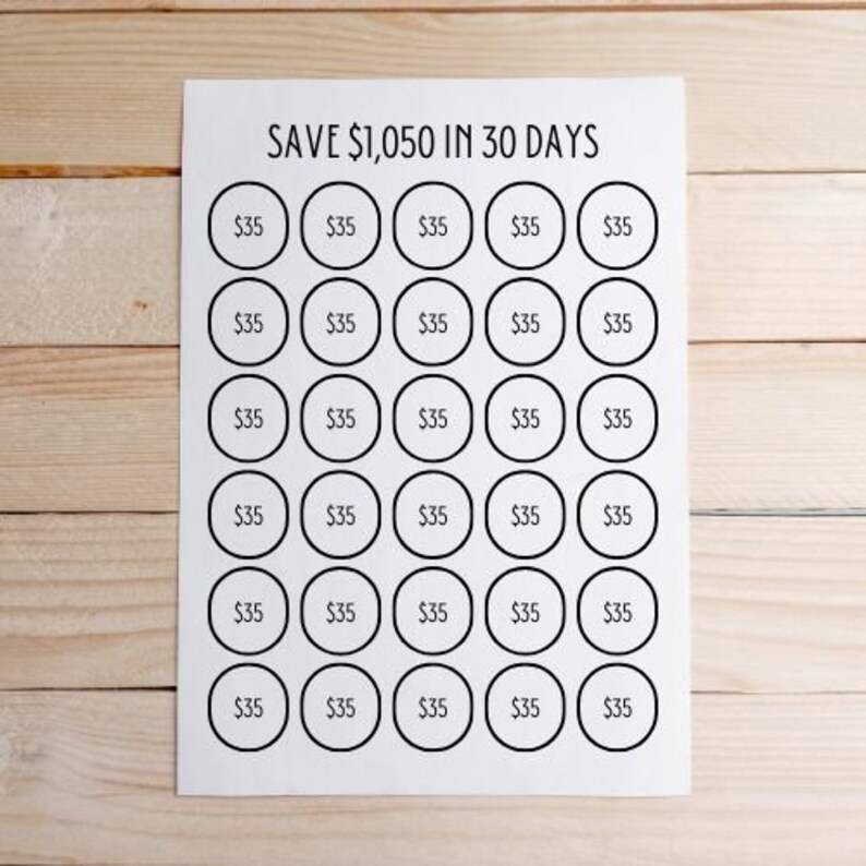 30-day Savings Plan | Financial Goal Tracker |printable Savings ...