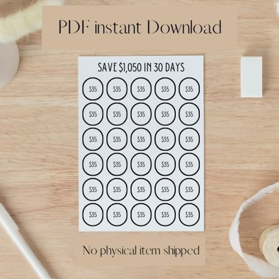 30-day Savings Plan | Financial Goal Tracker |printable Savings ...