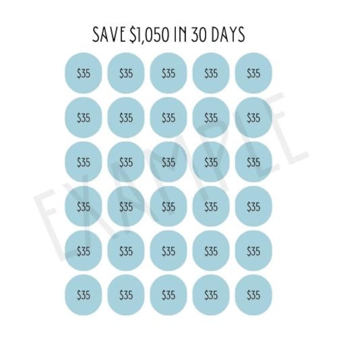 30-day Savings Plan | Financial Goal Tracker |printable Savings ...