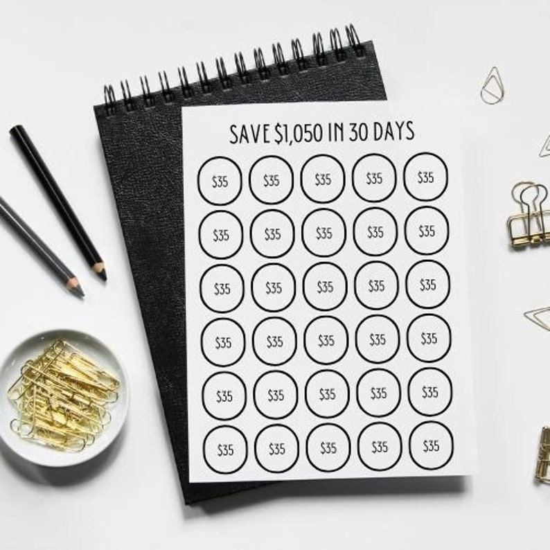30-day Savings Plan | Financial Goal Tracker |printable Savings ...