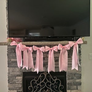 Pink Bow Garland Baby Shower Cake Smash Decor Love Shack Bridal Shower ...
