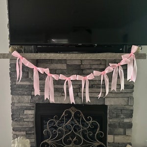 Pink Bow Garland Baby Shower Cake Smash Decor Love Shack Bridal Shower ...