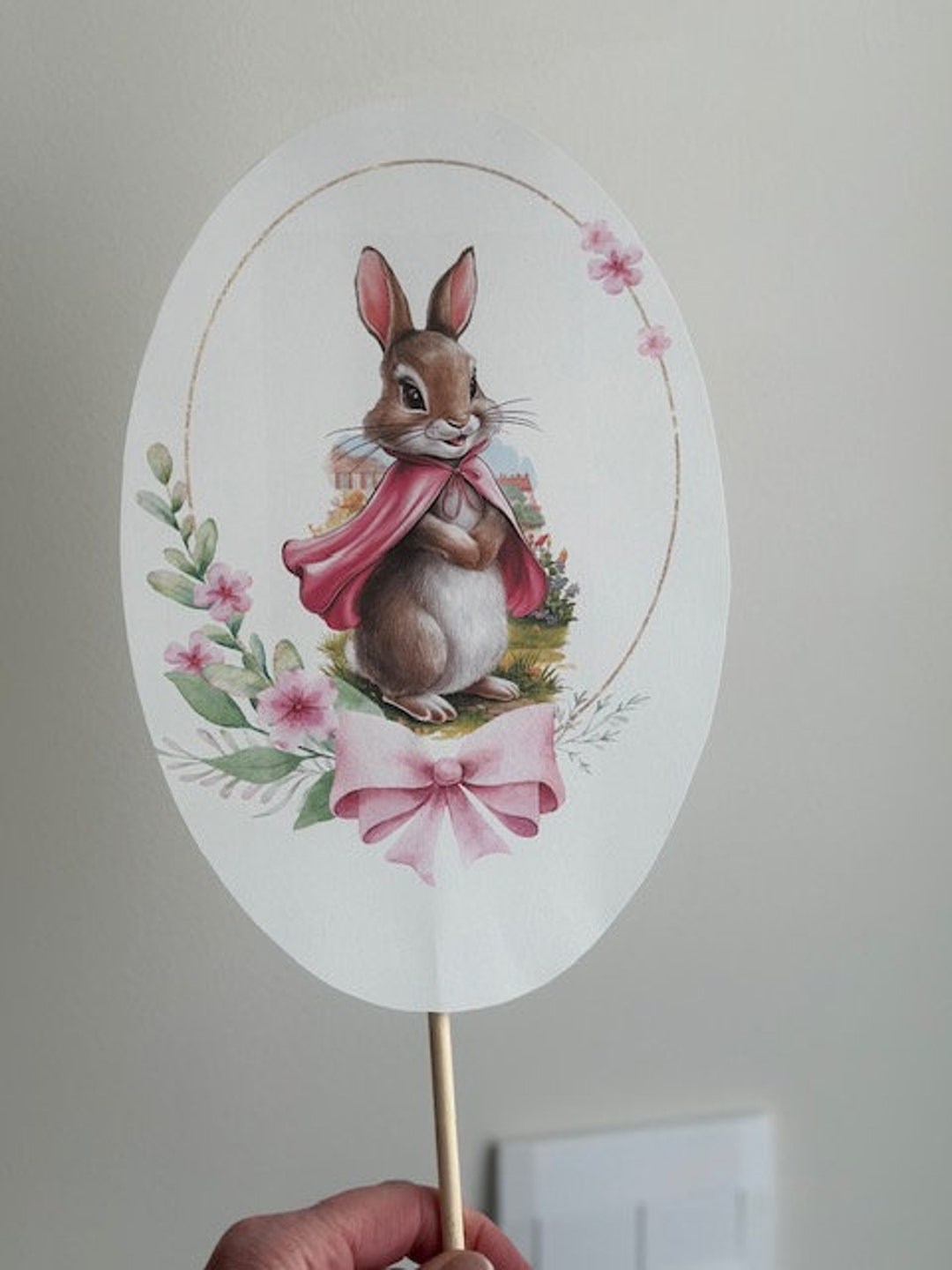 Pink Peter Rabbit Flopsy Bunny in Pink Cape Pink Bow Cake Topper or ...
