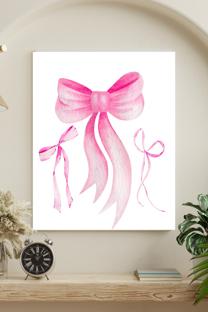 Coquette Bow Wall Art, Preppy Wall Art, Girls Room Decor, Balletcore ...