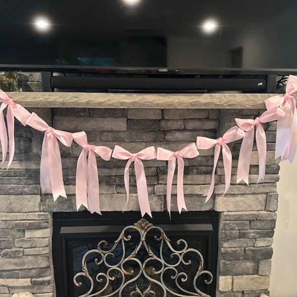 Pink Bow Garland Baby Shower - Etsy