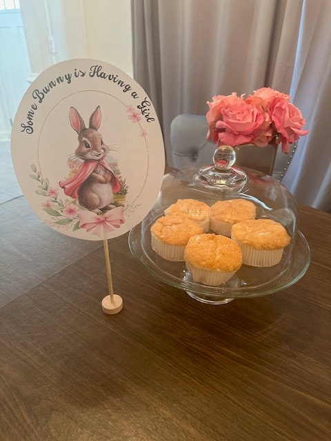 Pink Peter Rabbit Flopsy Bunny in Pink Cape Pink Bow Cake Topper or ...