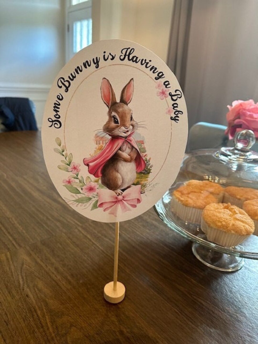 Pink Peter Rabbit Flopsy Bunny in Pink Cape Pink Bow Cake Topper or ...